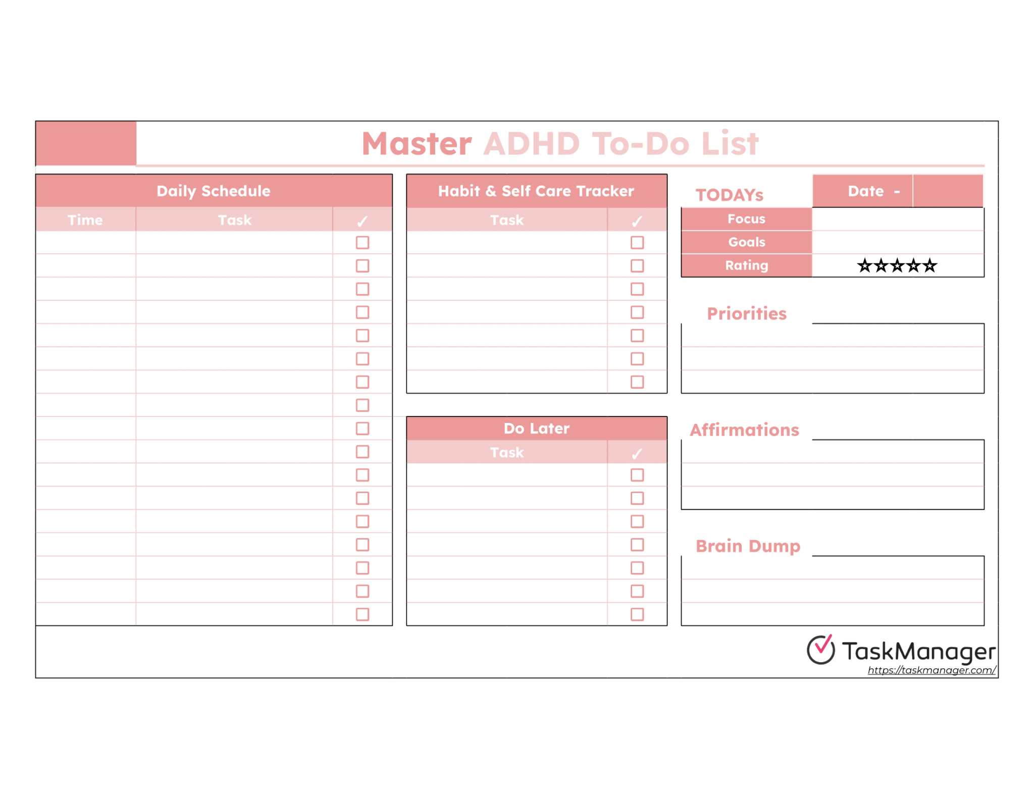 Free ADHD To-Do List Templates (4) | PDF | Word | Excel