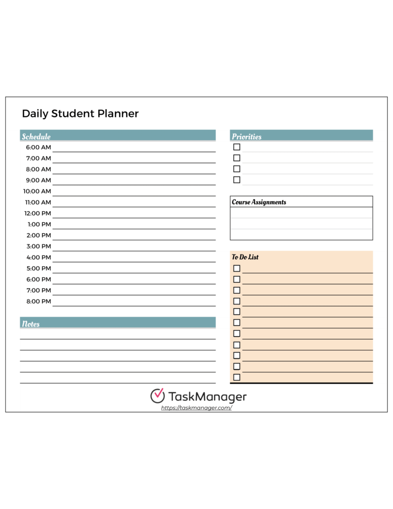 Free Student Planner Templates (3) | PDF | Word | Excel