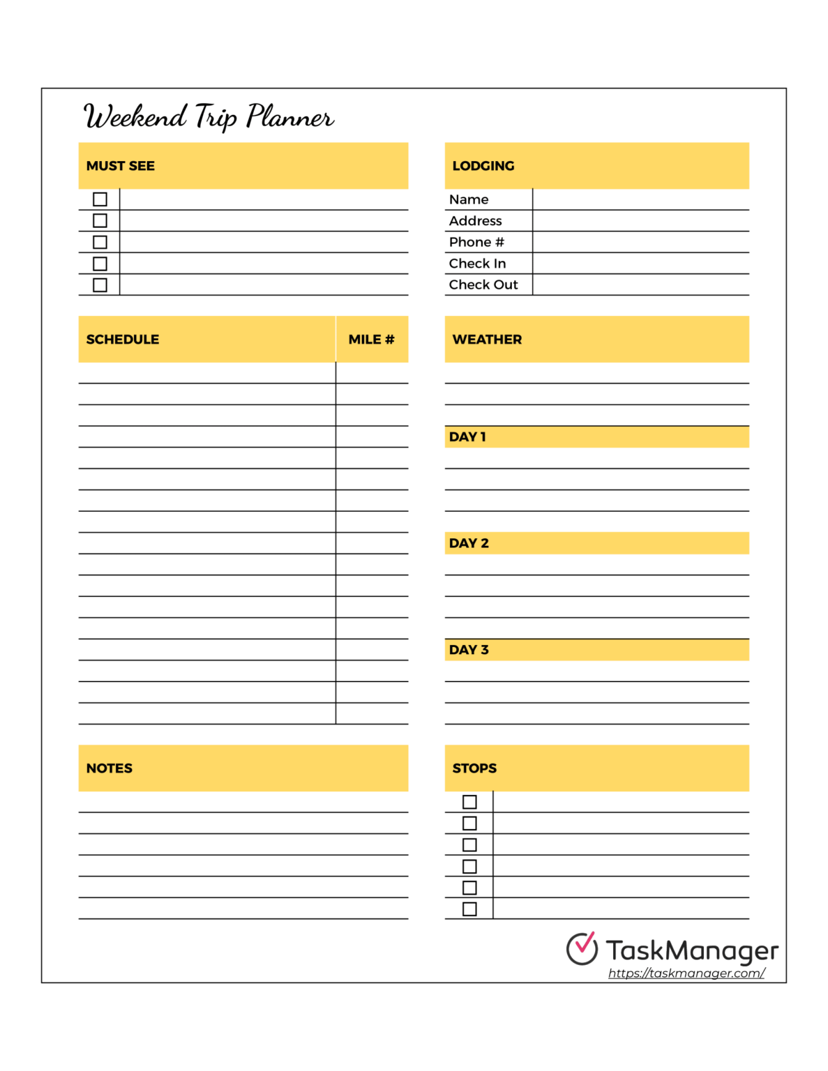 Free Weekend Planner Templates (2) | PDF | Word | Excel